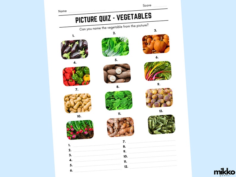 Printable Vegetables Picture Quiz With Answers - Etsy UK