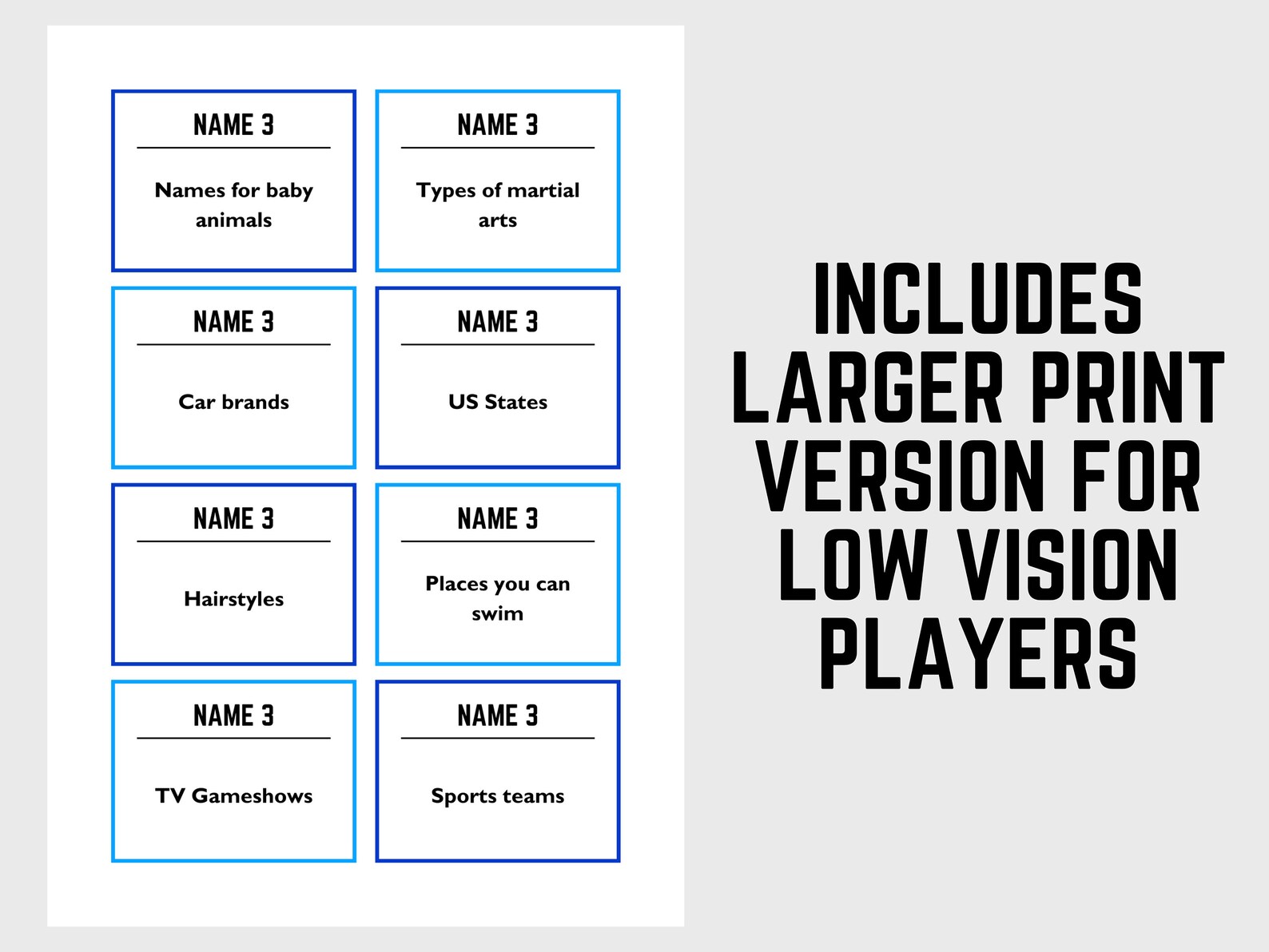 Family 5 Second Game Printable Party Game Downloadable 5 Second Rule ...
