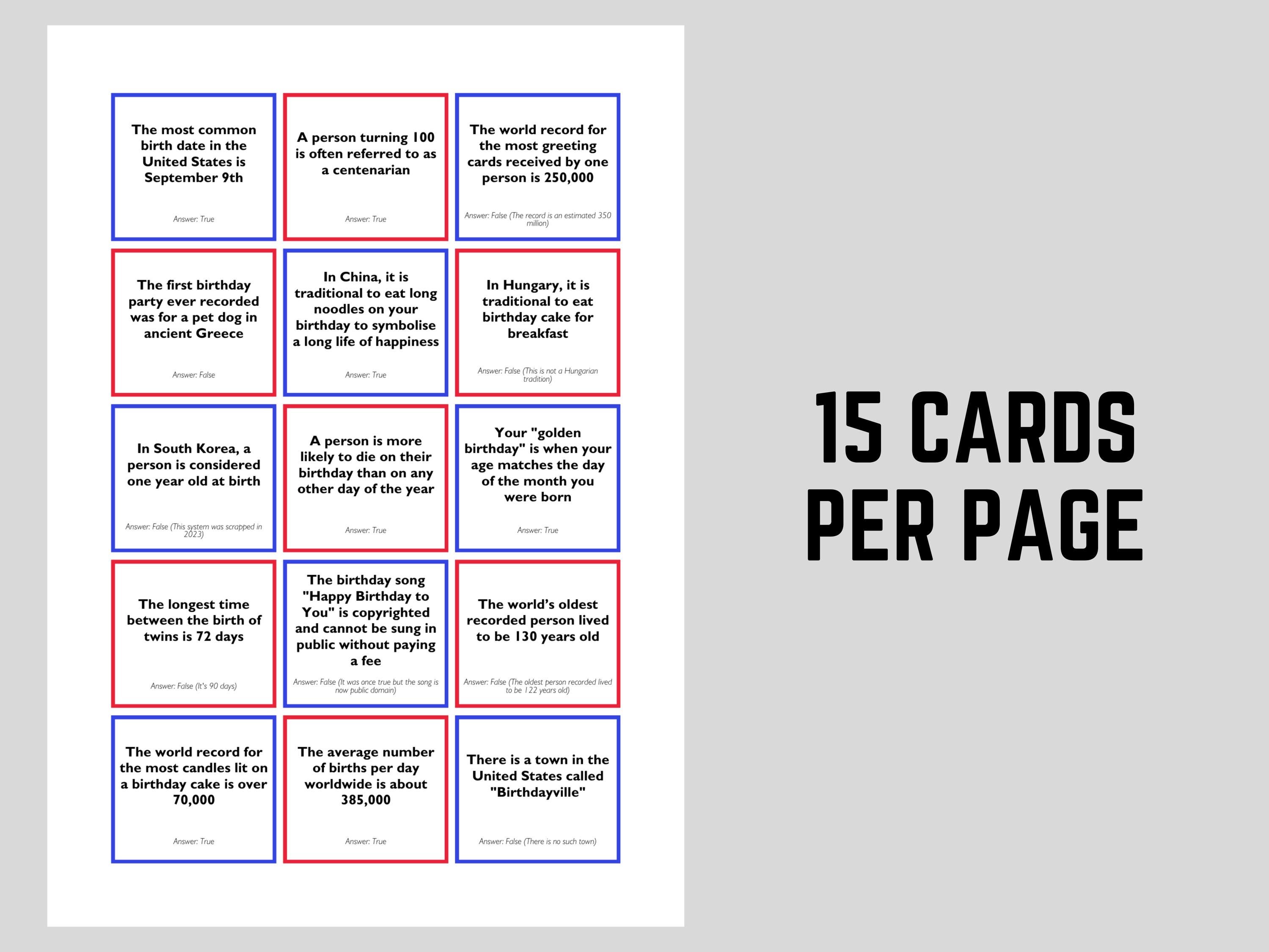 Birthday Fact or Fiction: Printable Large Group Party Game for Kids ...