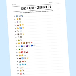 Printable Countries Emoji Quiz With Answers: Emoji Pictionary Sheets ...