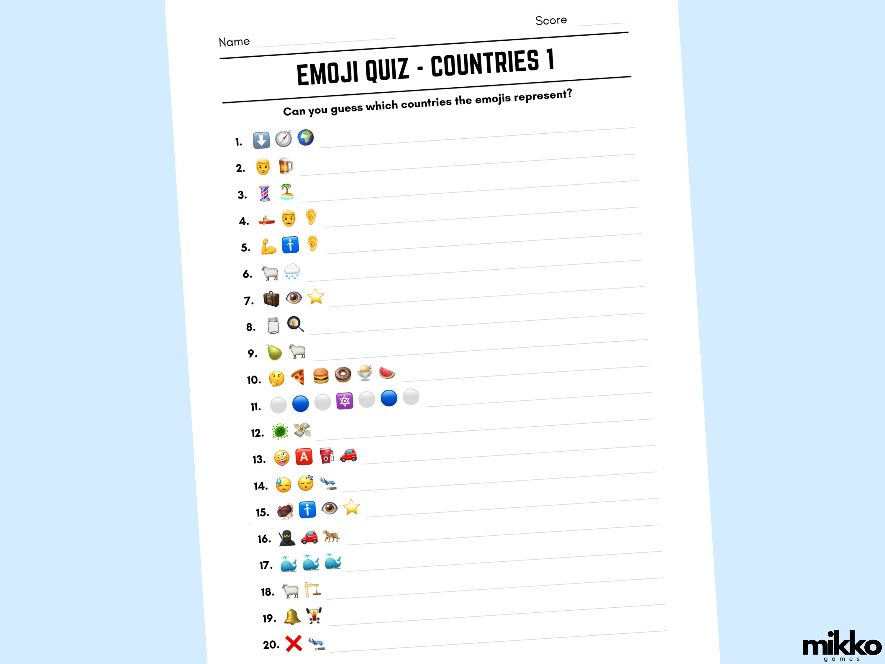 Guess The Country Free Printable Emoji Pictionary Quiz Emoji Quizemoji ...