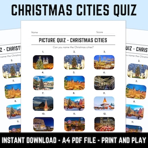 Printable Christmas Cities Picture Quiz With Answers - Etsy