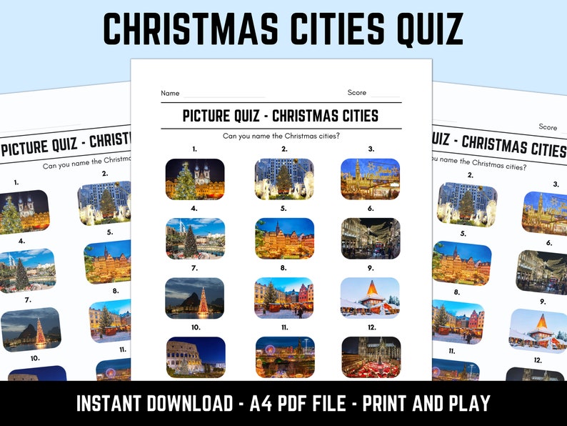 Printable Christmas Cities Picture Quiz With Answers - Etsy