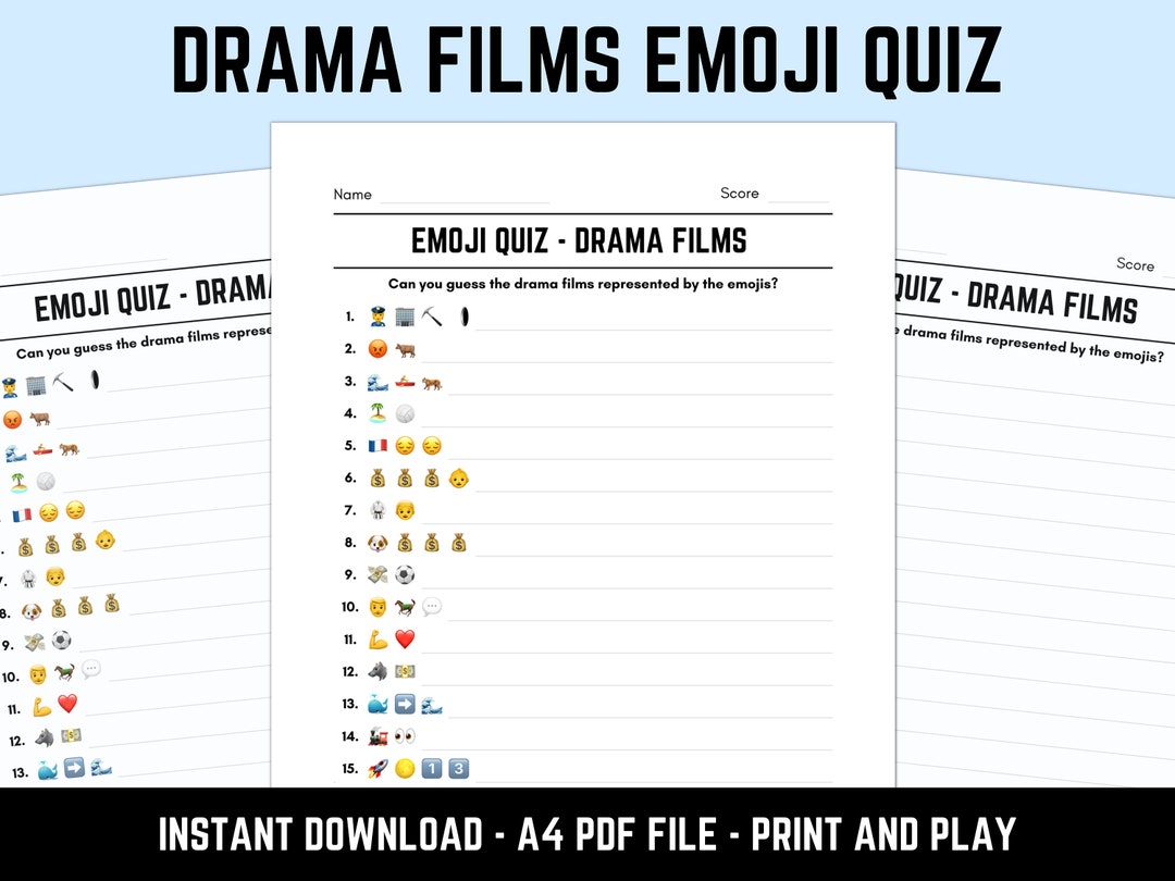Printable Drama Films Emoji Quiz With Answers - Etsy