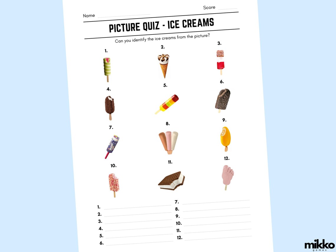 Printable Ice Creams Picture Quiz With Answers: Picture Round Quiz ...