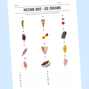 Printable Ice Creams Picture Quiz With Answers: Picture Round Quiz ...