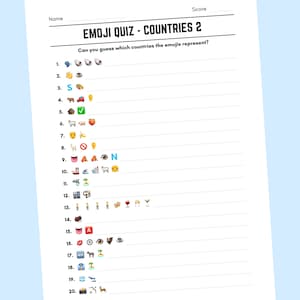 Printable Countries Emoji Quiz With Answers: Emoji Pictionary Sheets ...