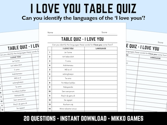 Love Themed Quiz Questions