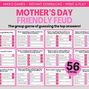 Mothers Day Friendly Feud – Printable Party Game | Downloadable Family ...
