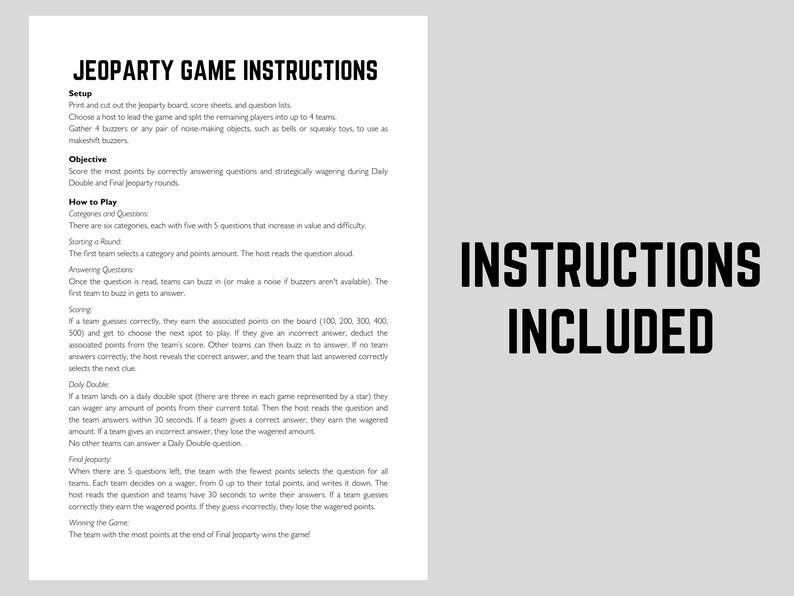 Halloween Jeoparty: Printable Large Group Party Game for Kids & Adults ...