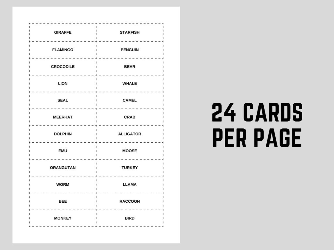 Animal Charades – Printable Party Game | Downloadable Animal Charades ...