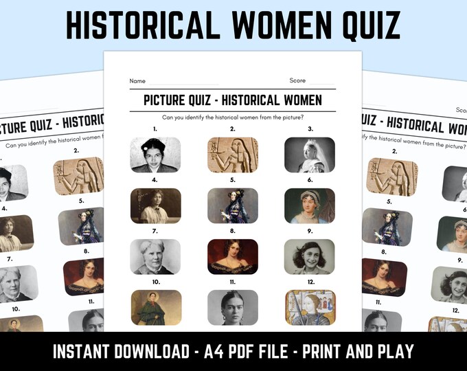 Printable Historical Women Picture Quiz With Answers | Famous Faces ...