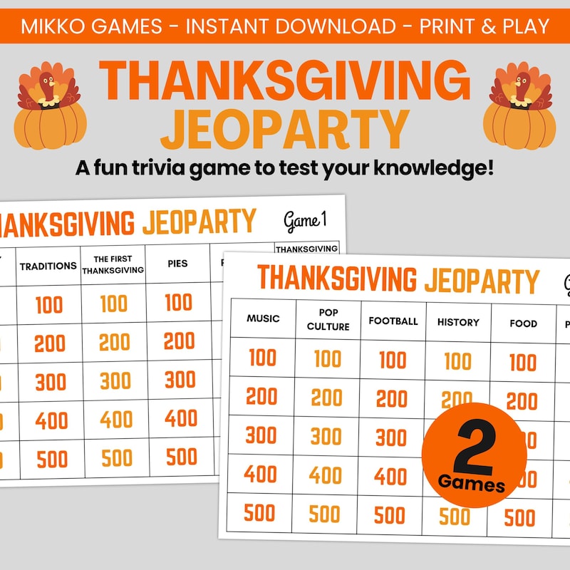Thanksgiving Jeopardy - Etsy
