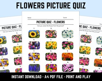 Printable Flowers Picture Quiz With Answers: Picture Round Quiz Sheets ...