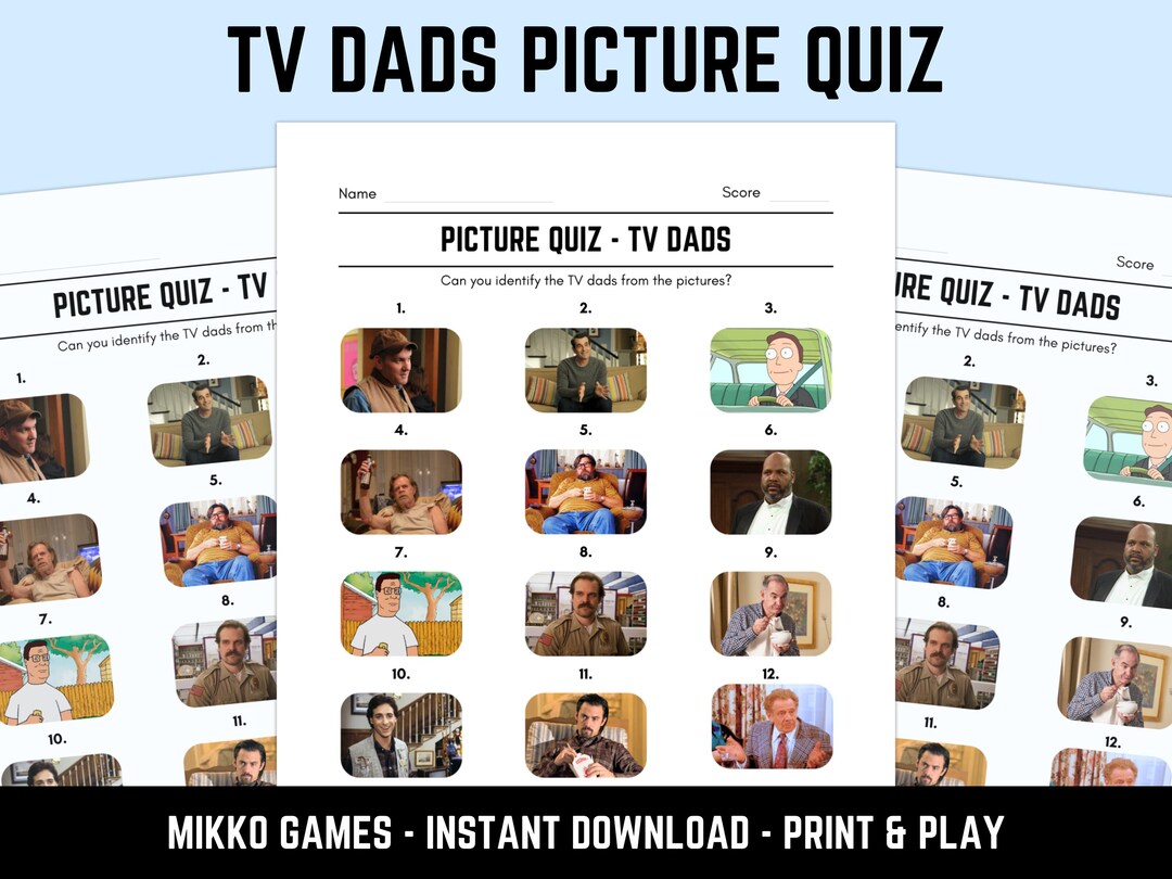 Printable TV Dads Picture Quiz With Answers: Picture Round Quiz Sheets ...