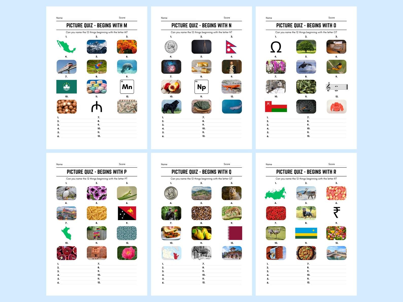 Printable Letters A-Z Picture Quiz Bundle – 26 Quizzes in 1 | Picture ...