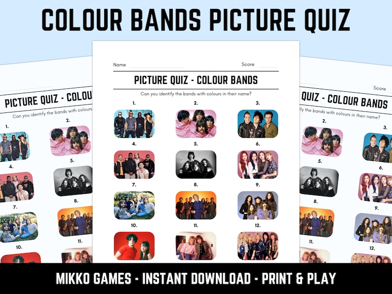 Printable Colour Bands Picture Quiz With Answers: Picture Round Quiz ...