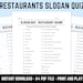 Printable Restaurant Chains Slogan Match up Quiz With Answers - Etsy
