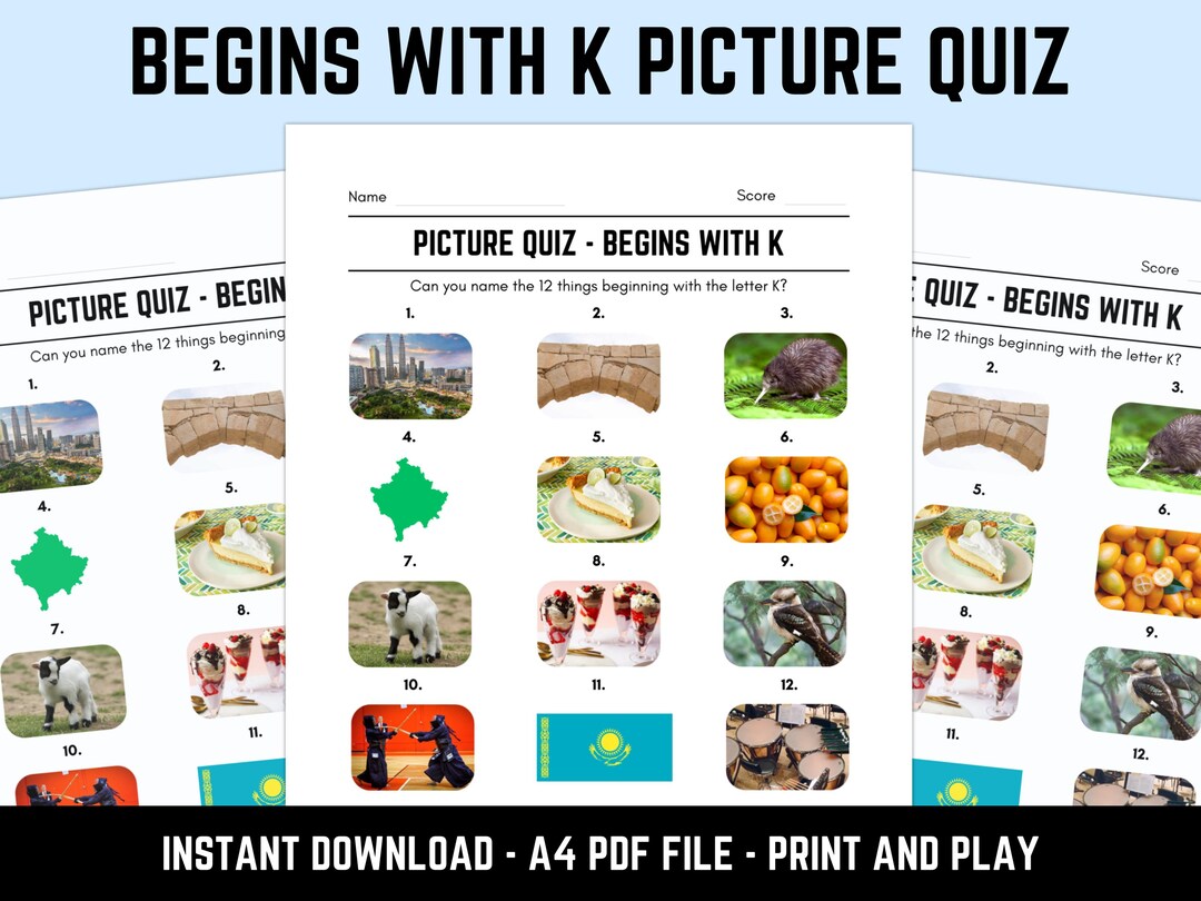 Printable Begins With K Picture Quiz With Answers Picture Round Quiz ...