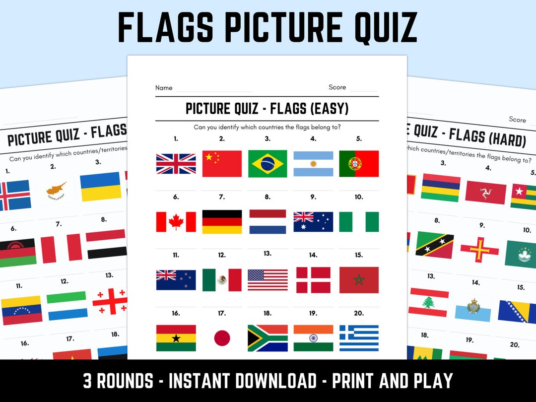 Printable Flags Picture Quiz With Answers: Picture Round Quiz Sheets ...