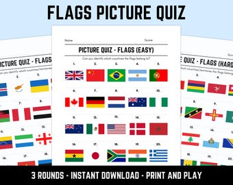Printable Flags Picture Quiz With Answers: Picture Round Quiz Sheets ...