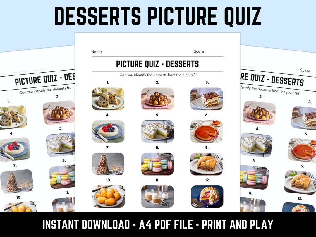 Printable Desserts Picture Quiz With Answers | Picture Round Quiz ...