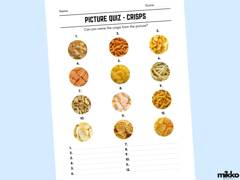 Printable Crisps Picture Quiz With Answers: Picture Round Quiz Sheets ...