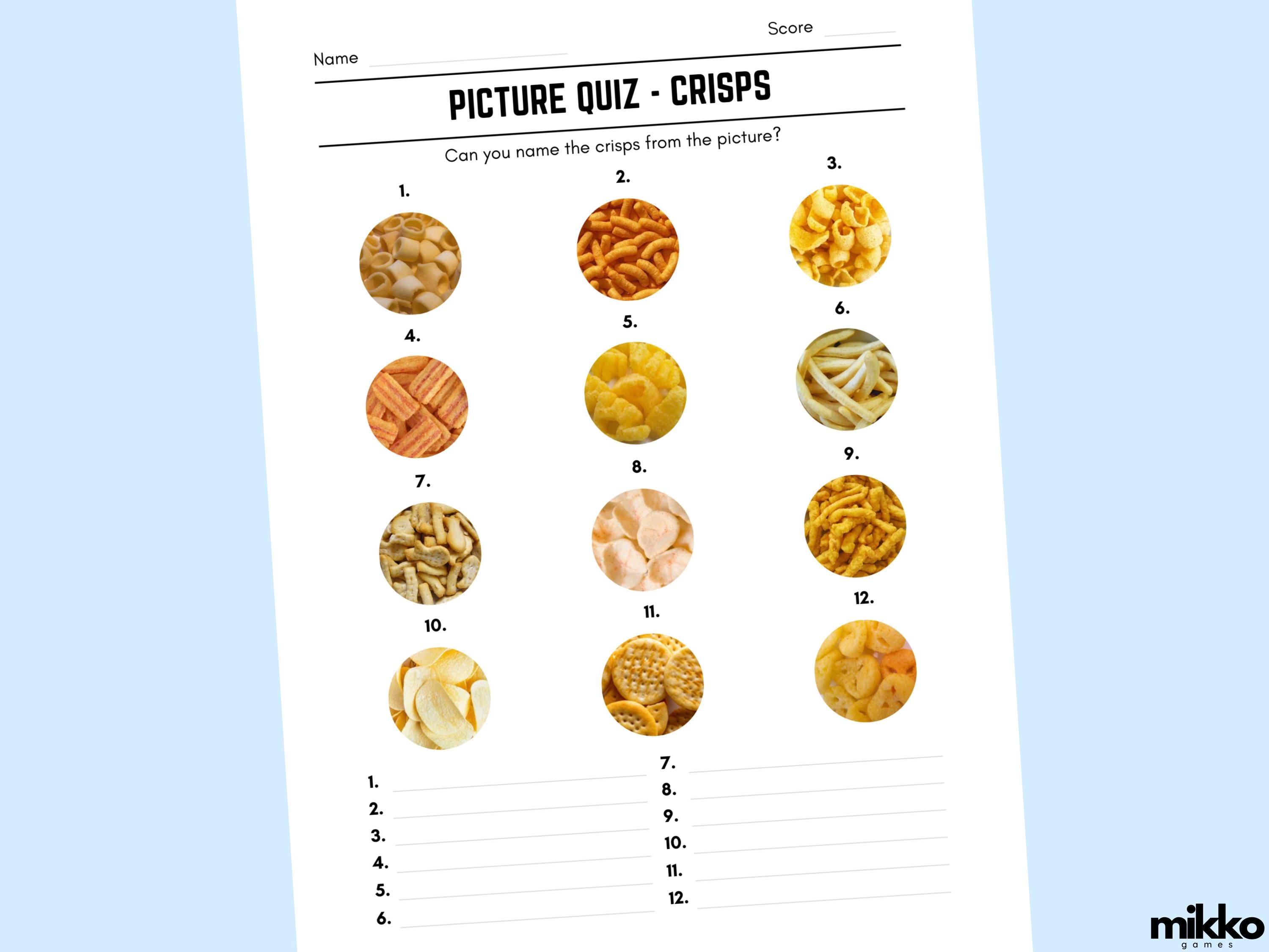Printable Crisps Picture Quiz With Answers: Picture Round Quiz Sheets ...