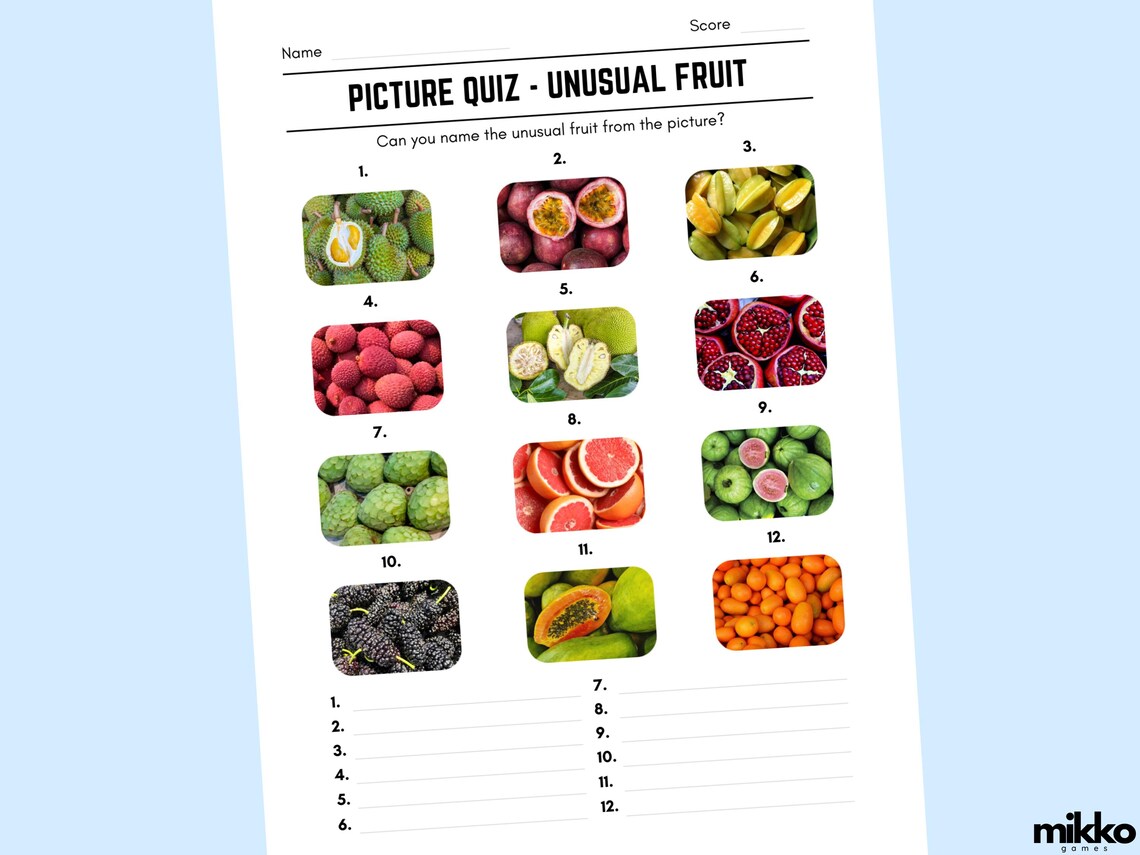 Printable Unusual Fruit Picture Quiz With Answers: Picture Round Quiz ...