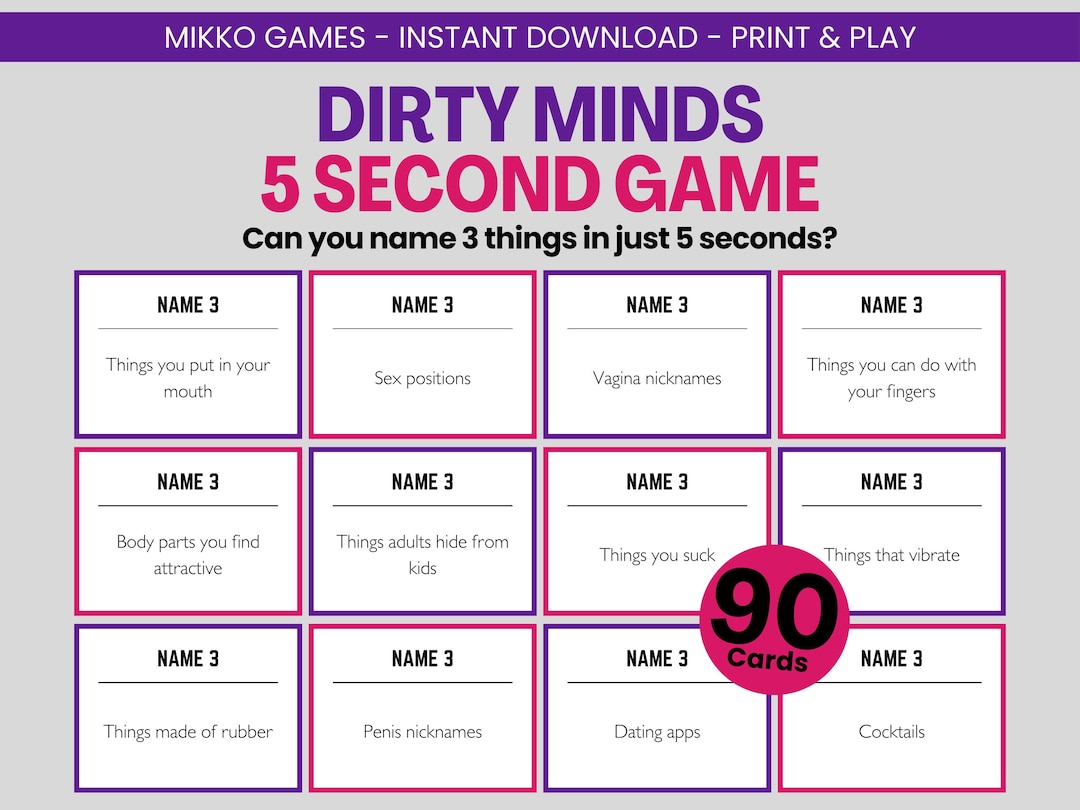 Dirty Minds 5 Second Game: Printable Large Group Party Game for Adults ...