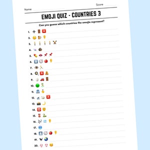 Printable Countries Emoji Quiz With Answers: Emoji Pictionary Sheets ...
