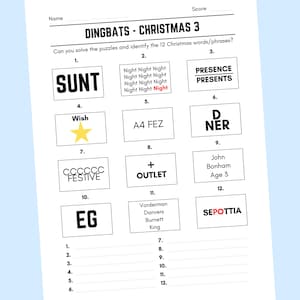 Printable Christmas Dingbats Picture Quiz: Downloadable Xmas Rebus ...