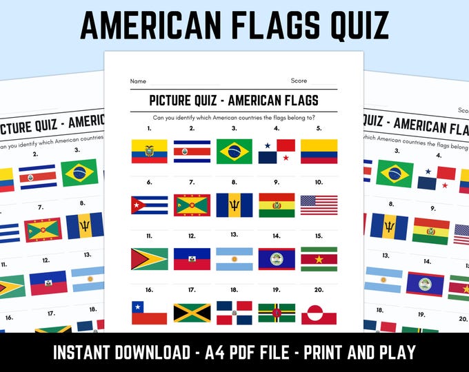 Printable American Flags Picture Quiz With Answers | Picture Round Quiz ...