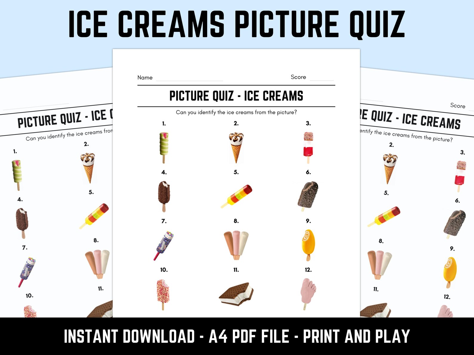 Printable Ice Creams Picture Quiz With Answers: Picture Round Quiz ...
