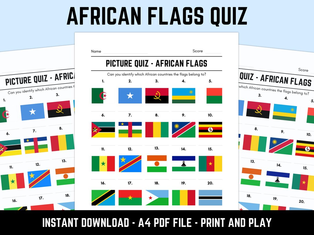 Printable African Flags Picture Quiz With Answers | Picture Round Quiz ...