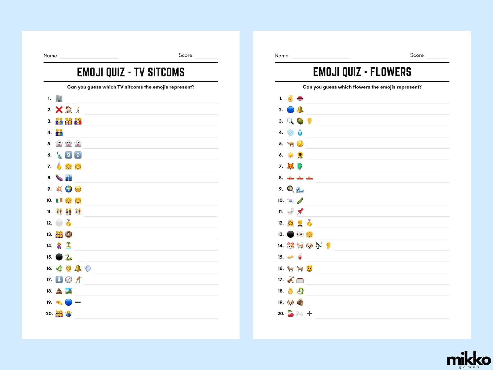 Emoji Quiz Bundle: 10 Printable Quizzes in 1 - Etsy