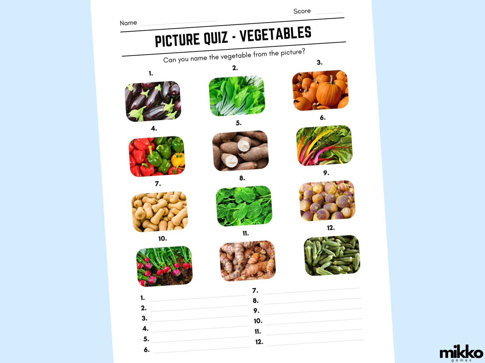 Printable Vegetables Picture Quiz With Answers: Picture Round Quiz ...