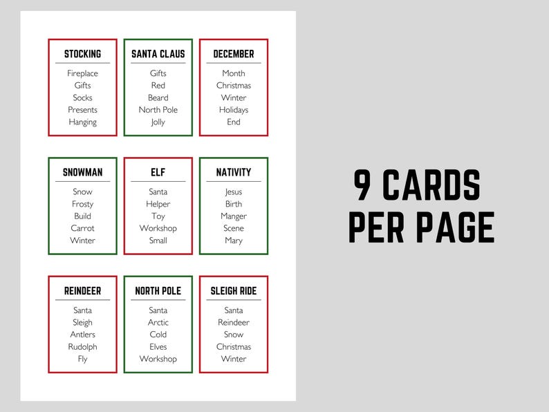 Christmas Forbidden Words – Printable Xmas Party Game | Downloadable ...