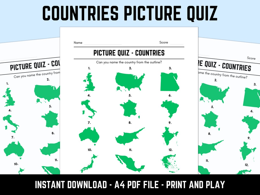 Printable Countries Picture Quiz With Answers - Etsy