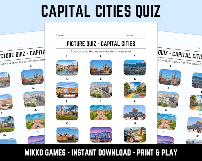 Printable Capital Cities Picture Quiz With Answers: Picture Round Quiz ...