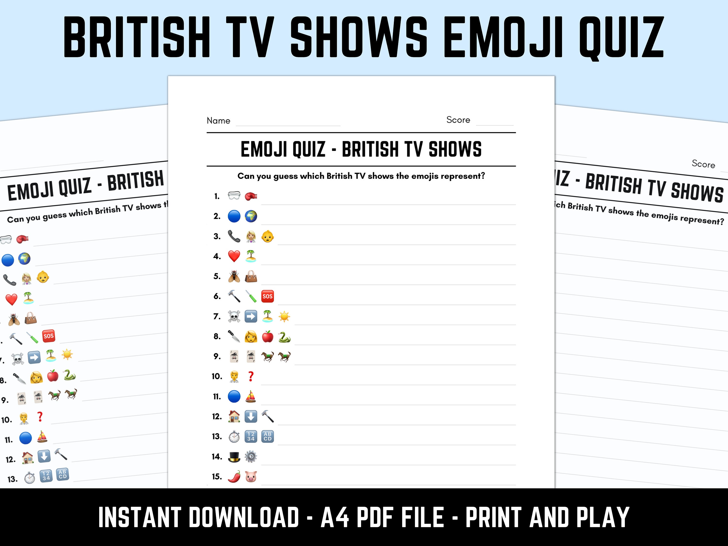 Printable British Tv Shows Emoji Quiz With Answers Etsy