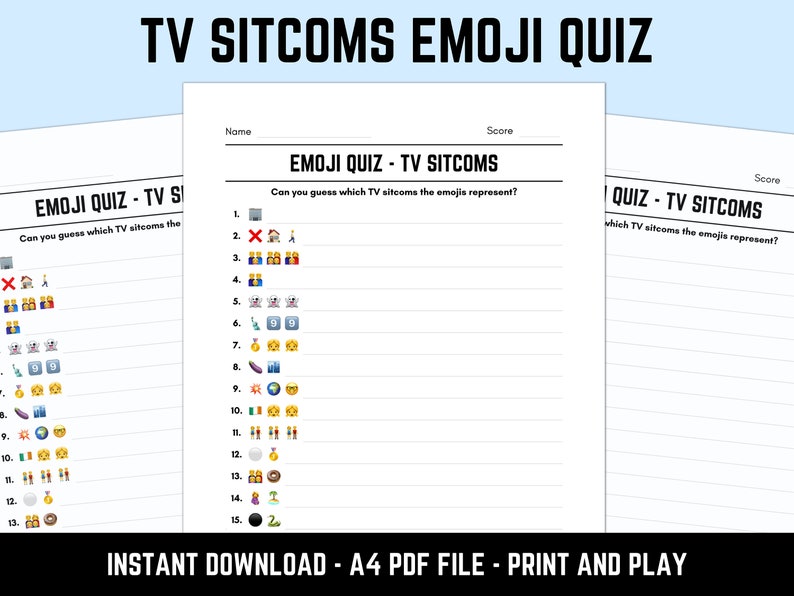 Printable TV Sitcoms Emoji Quiz With Answers - Etsy
