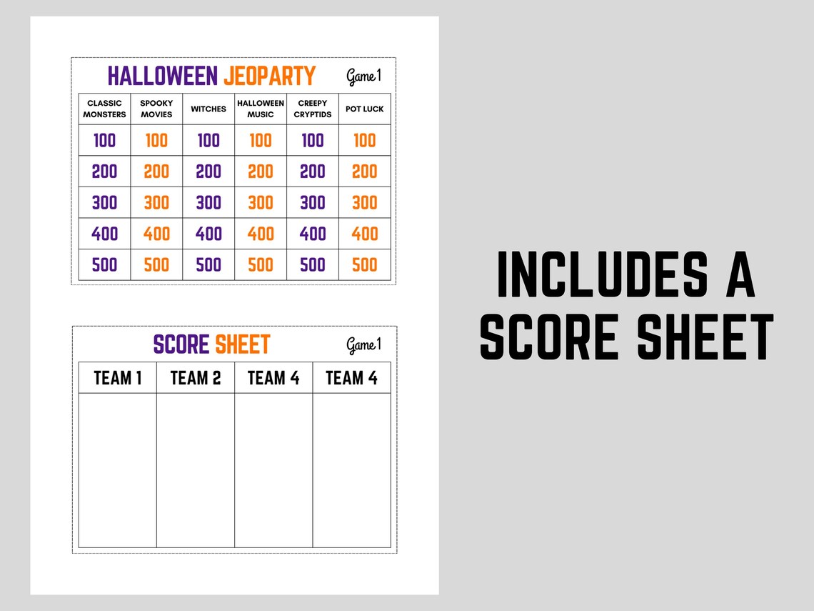 Halloween Jeoparty: Printable Large Group Party Game for Kids & Adults ...