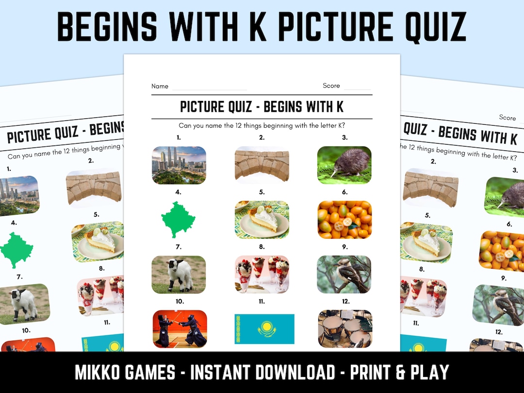 Printable Begins With K Picture Quiz With Answers: Picture Round Quiz ...