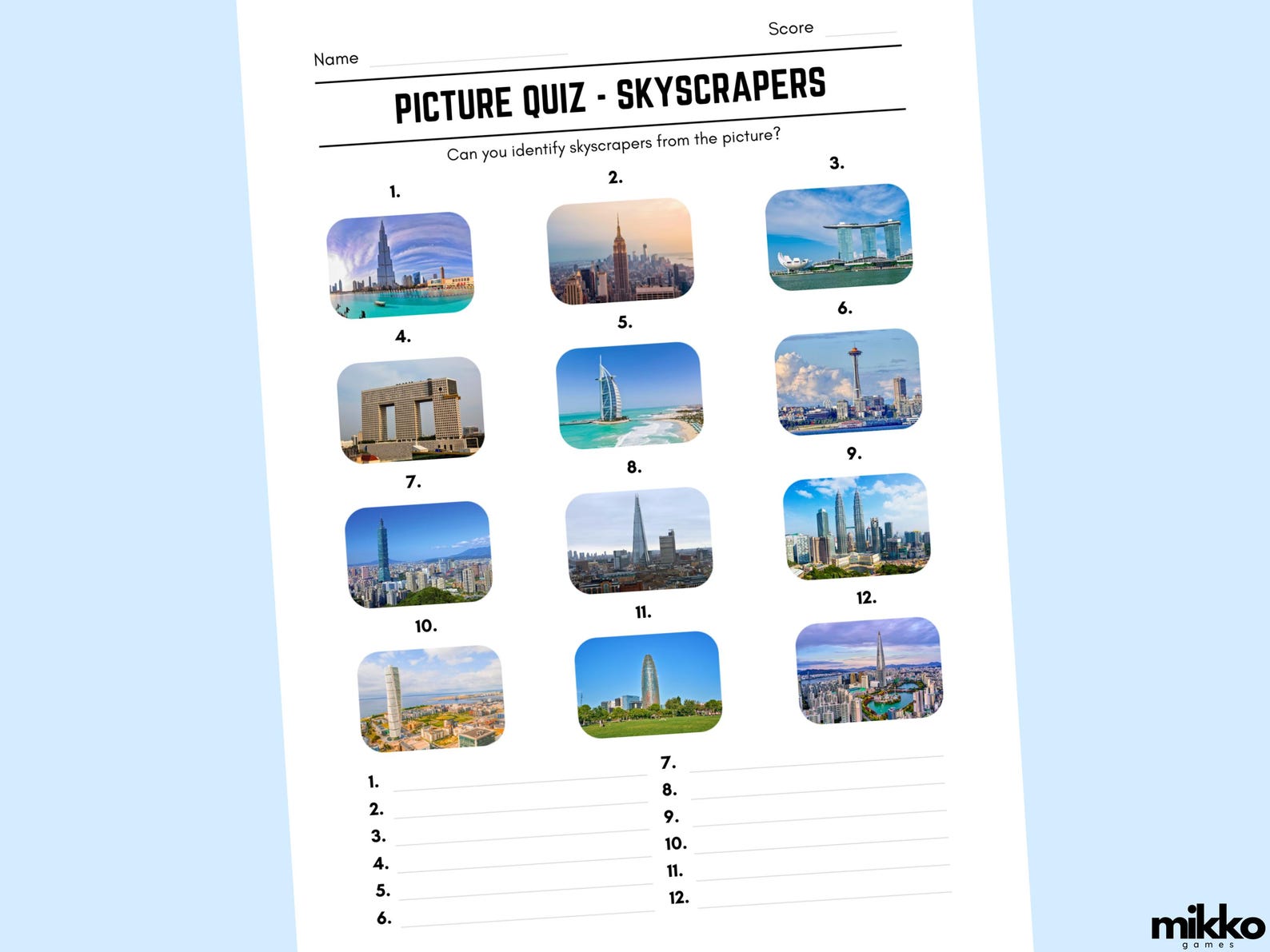 Printable Skyscrapers Picture Quiz With Answers: Picture Round Quiz ...