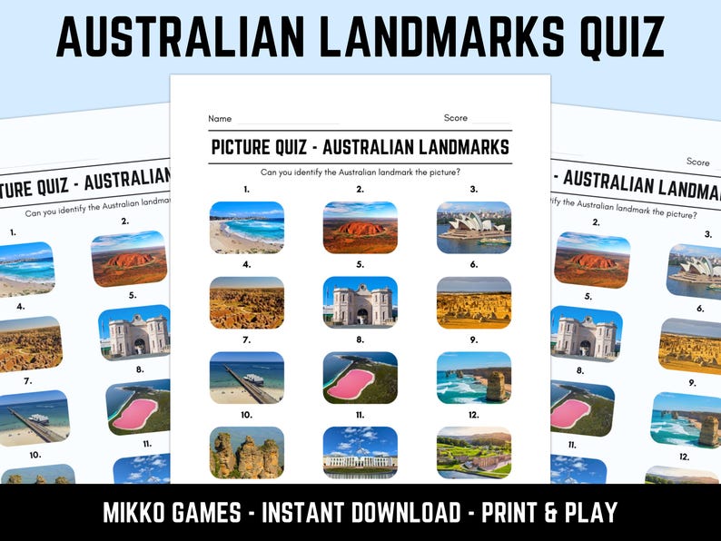 Printable Australian Landmarks Picture Quiz With Answers: Picture Round ...