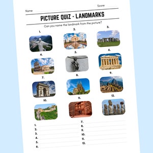 Printable Landmarks Picture Quiz With Answers - Etsy