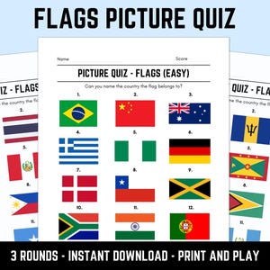 Printable Flags Picture Quiz With Answers | Picture Round Quiz Sheets ...