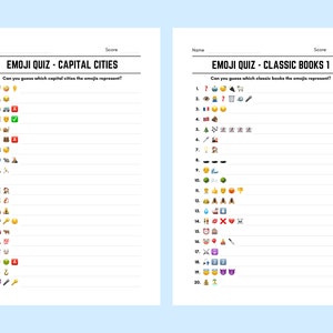 Emoji Quiz Bundle: 10 Printable Quizzes in 1 - Etsy