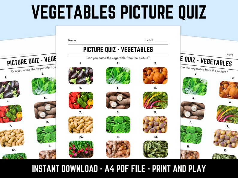 Printable Vegetables Picture Quiz With Answers: Picture Round Quiz ...